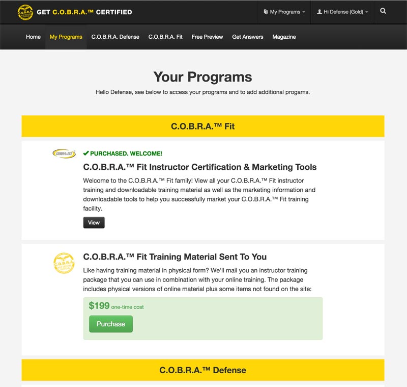 cobra-fit-physical-training-material - C.O.B.R.A. Self-Defense Professional